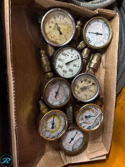 Metal Storage Case Containing Pressure Gauges and Hydraulic Hoses ...