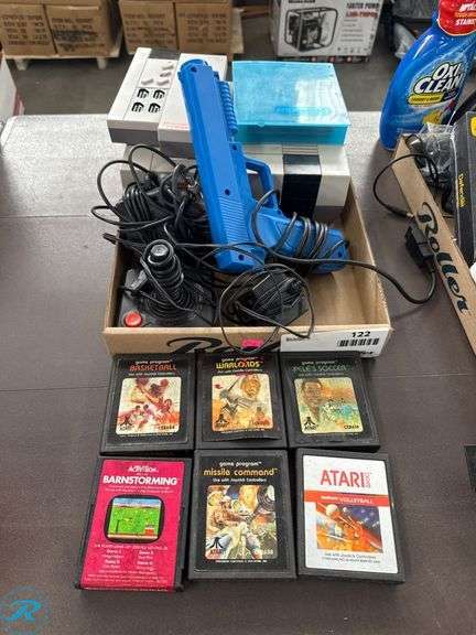 Nintendo Entertainment System Console with Accessories and Atari 2600 Game Cartridges - Roller ...