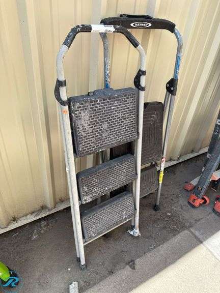 (2) Werner 3-Step Folding Step Stool, Commercial Type II - Roller Auctions