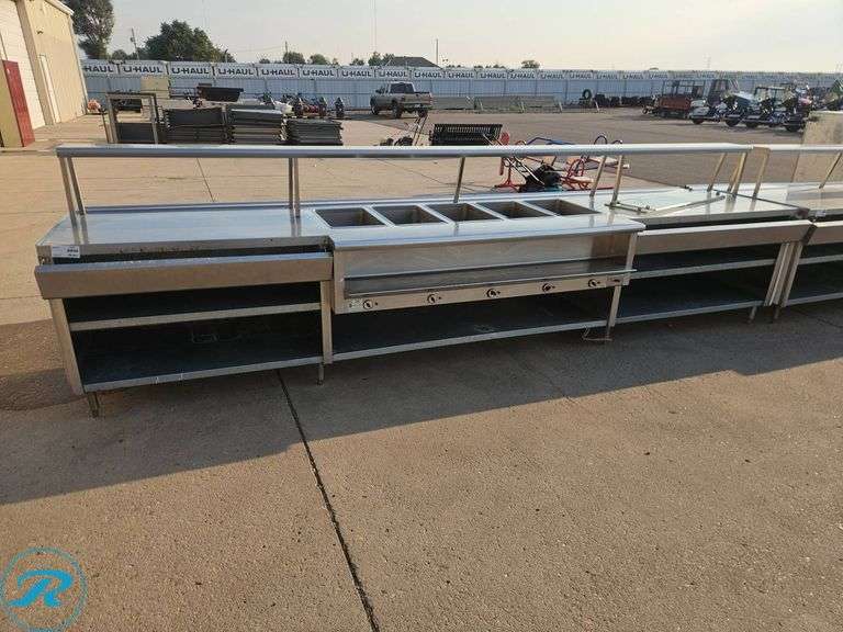 Stainless Steel Commercial Gas Steam Table With 5 Wells and Undershelf ...