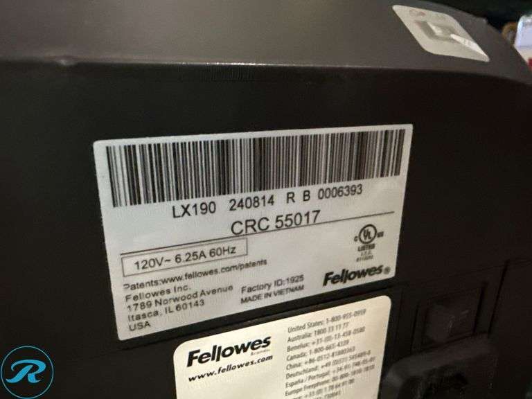 Fellowes LX190 Paper Shredder, 120V, With Wheels - Roller Auctions