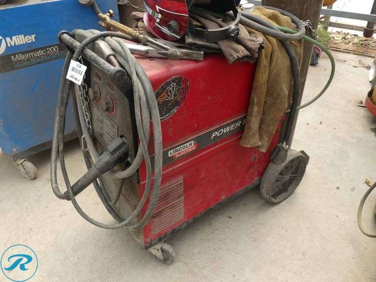 Lincoln Electric Power MIG 255 Mig Welder with Gas Cylinders and Helmet ...