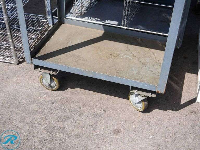 Two Gray Metal Utility Carts with Wheels - Roller Auctions