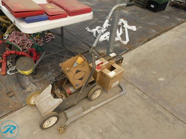 Line Striper Cart with Boxes of Striping Paint - Roller Auctions