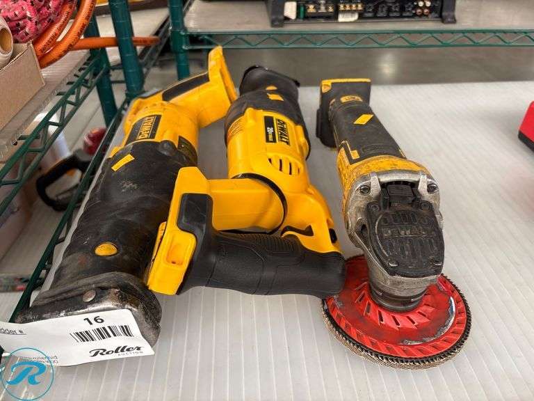 (3) DeWalt Tools: DCG413 Grinder, DCS380 and DC385 Reciprocating Saws ...