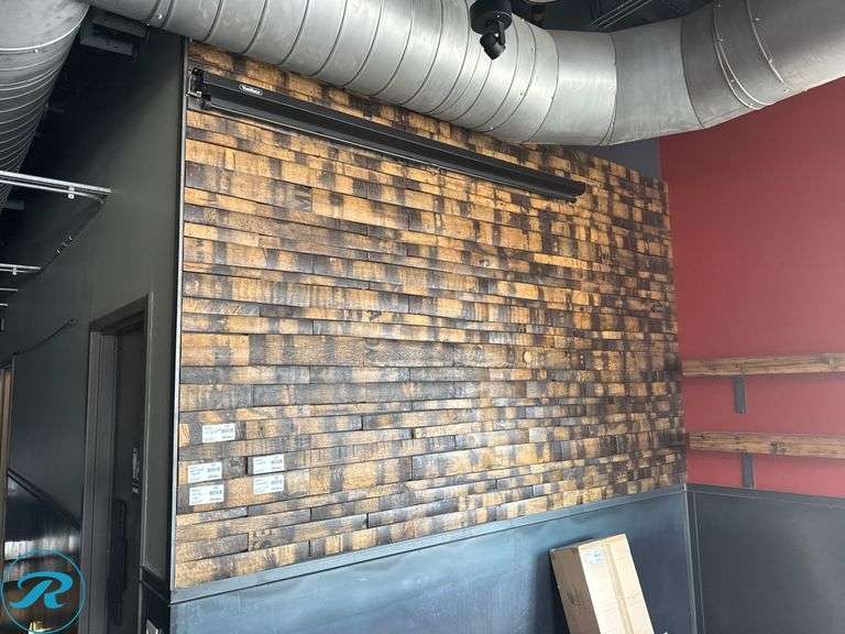 Custom Built Wood Barrel Wall and Bar Panels with Distressed Wood ...