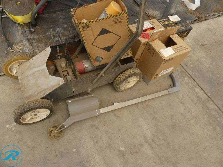 Line Striper Cart with Boxes of Striping Paint - Roller Auctions