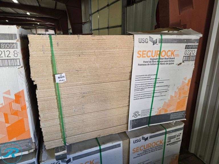 New (60) Securock Gypsum-Fiber Roof Boards, 1/2 inch, 4×4 - Roller Auctions