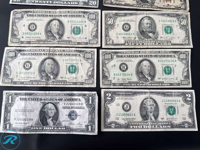 Circulated U.S. Banknotes, Including $1 to $100 Denominations - Roller ...