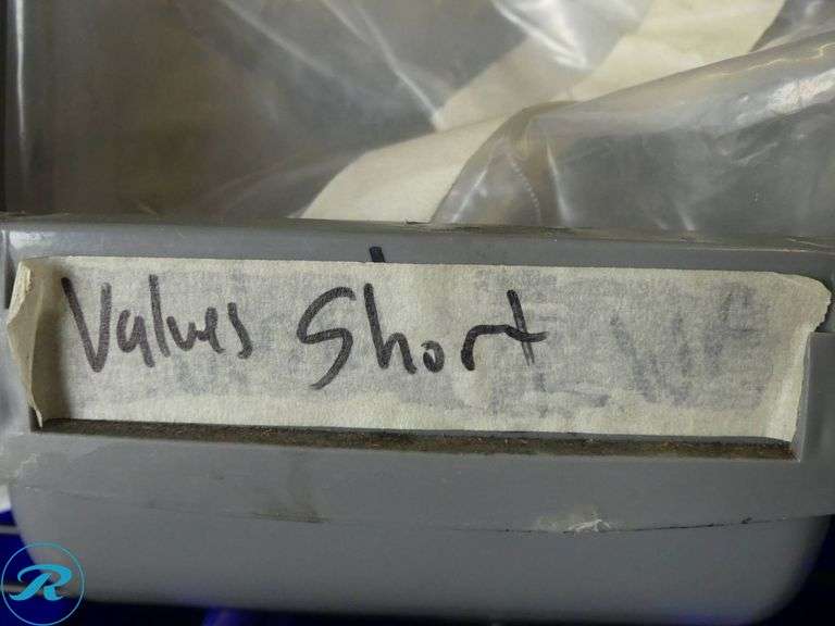 (3) Shelves of Plastic Storage Bins Bicycle Spokes and Valve Stem ...