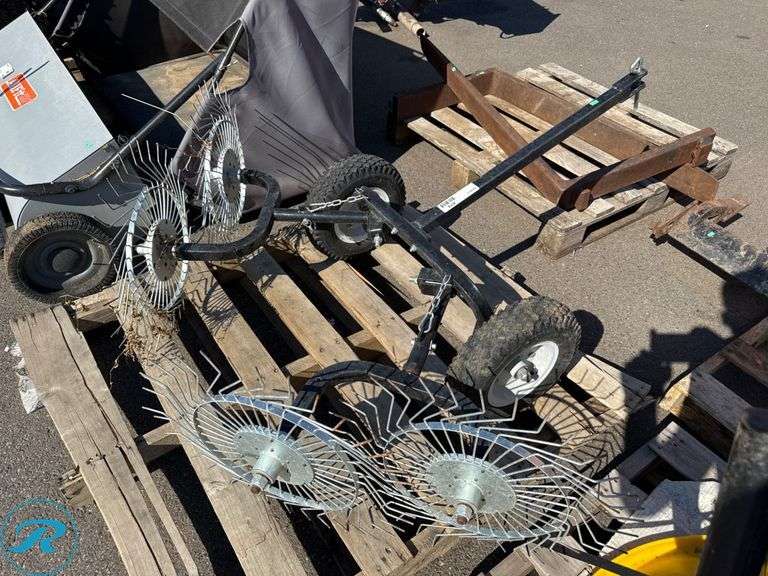 Pull-Behind Hay Rake Attachment with Four Tine Wheels - Roller Auctions