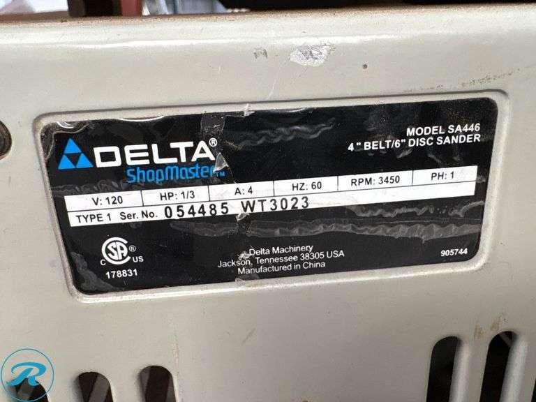 Delta ShopMaster Model SA446 4″ Belt/6″ Disc Sander - Roller Auctions
