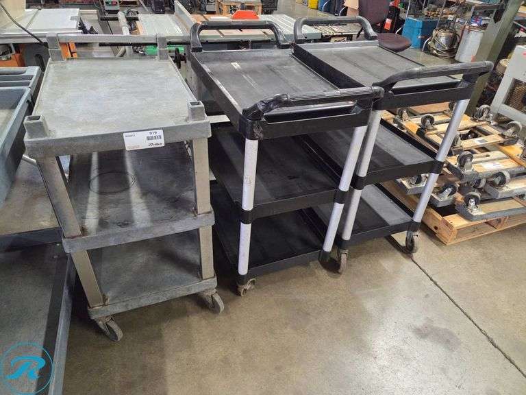 (3) Utility Carts, Plastic and Metal Construction, on Casters - Roller ...