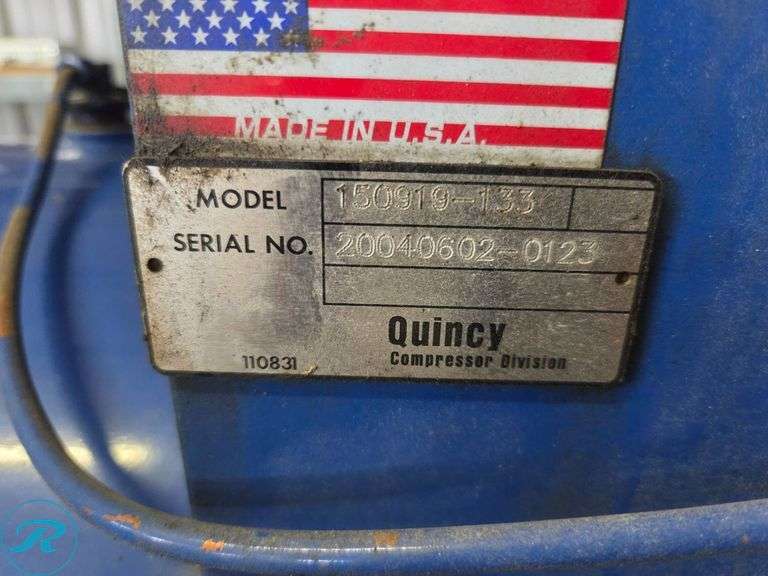 Quincy Model 310Q19-133 Air Compressor with 80-Gallon Tank - Roller ...