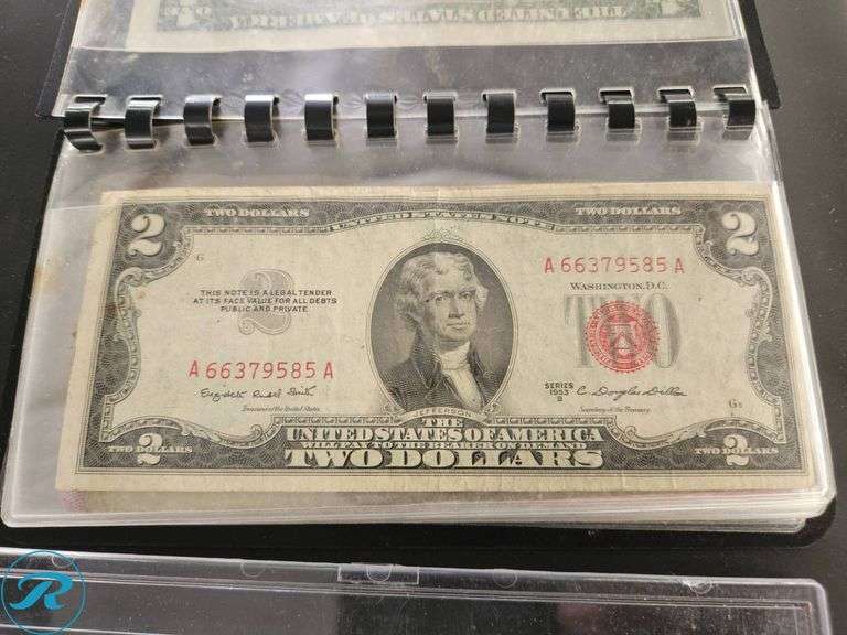 Currency Album with Mixed Banknotes and US Silver Certificate - Roller ...