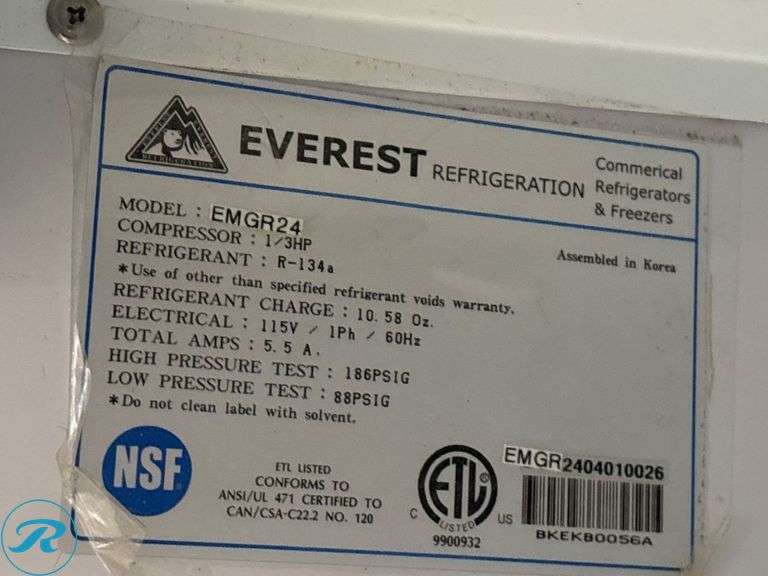 Everest EMGR24 Glass Refrigerated Display Merchandiser - Roller Auctions