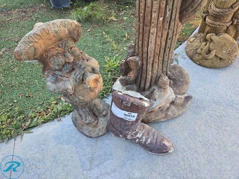 Concrete Cactus with Figurine and Boot Sculpture - Roller Auctions
