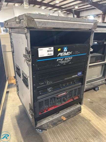 Audio Amplifier Rack with Peavey PV 500, QSC USA 400, QSC MX 700, Crown ...