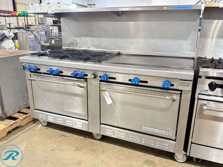 Montague Commercial Range with 34in Griddle, 6-Burners, and Dual Full ...