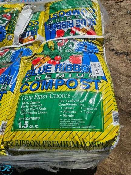 (50) Bags of Blue Ribbon Premium Compost, 1.5 Cu. Ft. - Roller Auctions