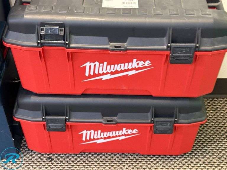 (2) Milwaukee Storage Containers and (3) Bosch Stacking Toolboxes ...