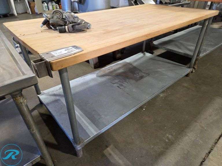 Butcher Block Work Table, 72in x 36in - Roller Auctions