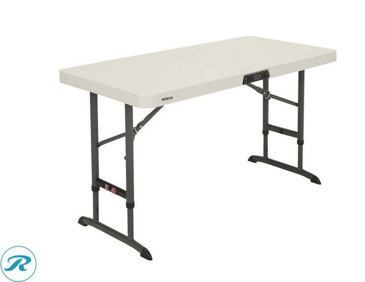 Lifetime: 48" x 24" Almond Adjustable Plastic Folding Table- Like New ...