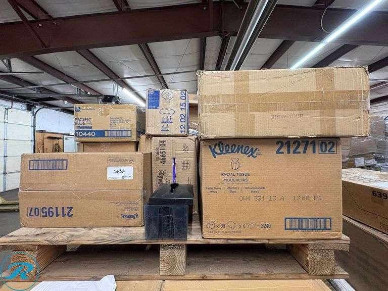 Pallet of Tissue and Paper Products, Including Kleenex, Pacific Blue ...