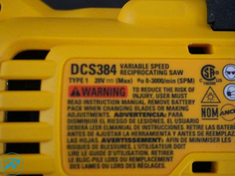 DeWalt DCS384 Variable Speed Reciprocating Saw, 20V - Roller Auctions