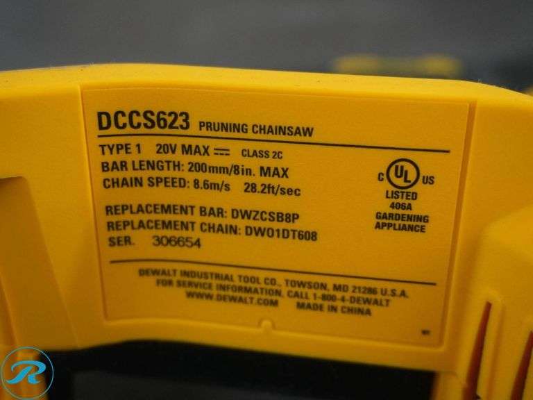 DeWalt DCPR320 Pruner and DCCS623 Pruning Chainsaw, 20V - Roller Auctions