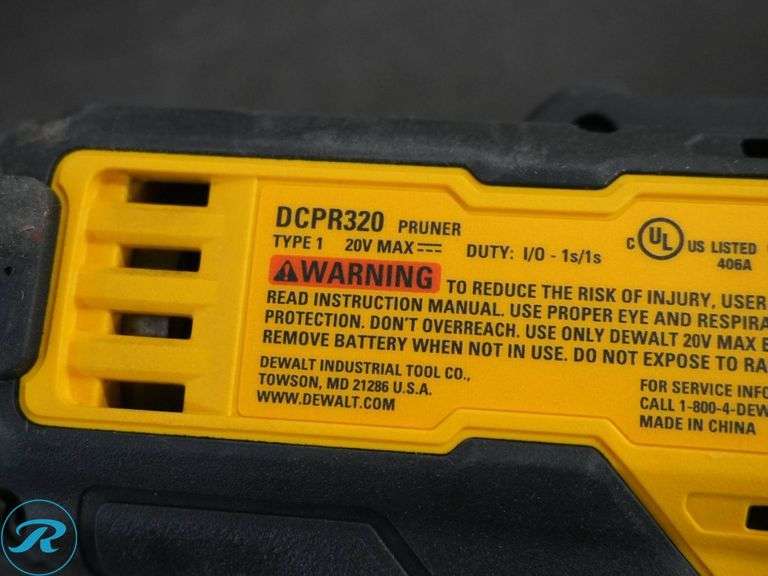 DeWalt DCPR320 Pruner and DCCS623 Pruning Chainsaw, 20V - Roller Auctions