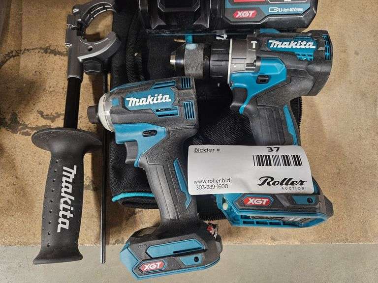 Makita XGT GPH01 Hammer Drill, GDT01 Impact Driver, BL4025 Battery ...
