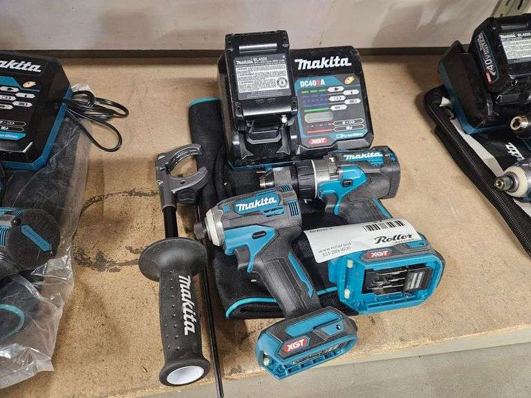 Makita XGT GPH01 Hammer Drill, GDT01 Impact Driver, BL4025 Battery ...