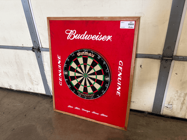 Winmau Diamond Plus Dart Board Mounted on Budweiser Backboard - Roller ...