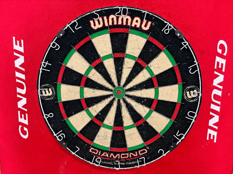 Winmau Diamond Plus Dart Board Mounted on Budweiser Backboard - Roller ...