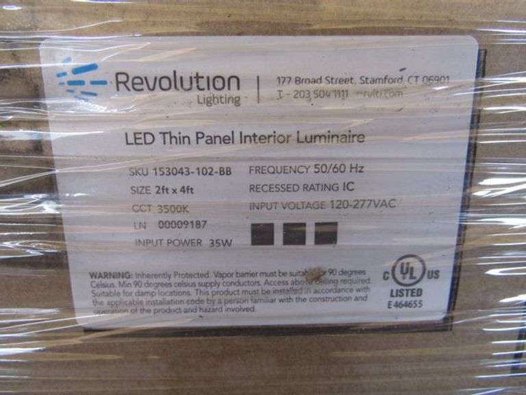 CASE, LED THIN PANEL INTERIOR LUMINAIRE RVL SKU# 153043-102-BB, 35-W, 2 ...