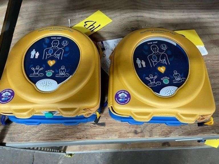(2) DEFIBRILLATOR HEART SINE SAMARITAN PAD, SAM 350P, (1) IS MISSING ...