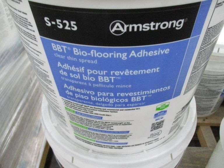 PALLET, (12) 4-GALLON CONTAINERS, ARMSTRONG S-525 ADHESIVE AND (3) 4 ...
