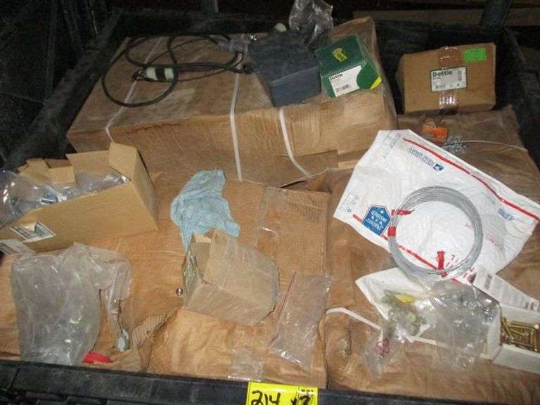 (3) PLASTIC COLLAPSIBLE BINS/PALLETS, ASSORTED ELECTRICAL BOXES AND ...