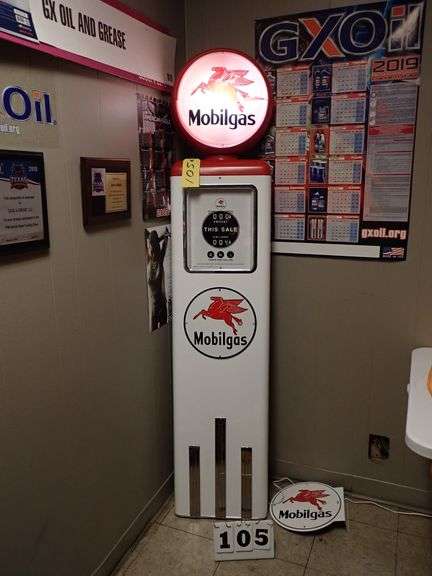 MOBILE GAS DECORATIVE METAL SIGN - NOTE BROKEN GLASS TOP. INCLUDES 12 ...