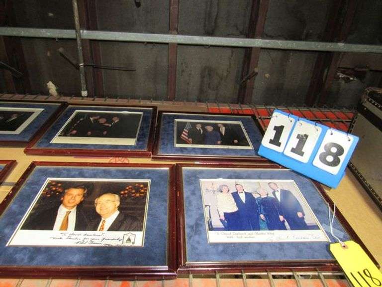(6) ASSORTED FRAMED PHOTOS OF DAVID DEWHURST, GEORGE BUSH, BARBARA BUSH - SIGNED - Rosen Systems