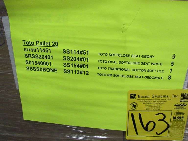 (1) PALLET, ASSORTED TOILET SEATS, AS SHOWN IN PHOTOS - Rosen Systems