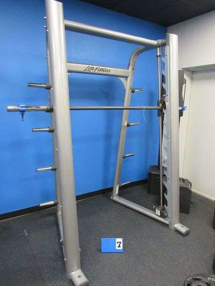 SMITH MACHINE, LIFE FITNESS WITH PLATE HOLDERS *NO WEIGHTS INCLUDED ...