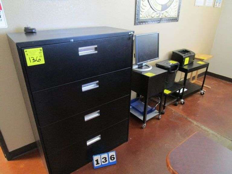 LOT, (1) 4-DRAWER METAL LATERAL FILE CABINET AND (1) 3-DRAWER FILE ...
