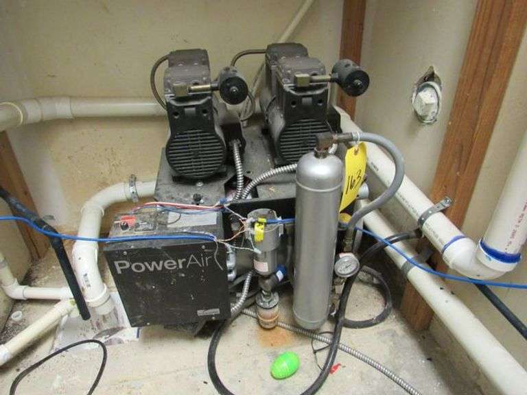DENTAL AIR COMPRESSOR, MIDMARK POWER AIR MDL P22, S/N V874474, (2 ...