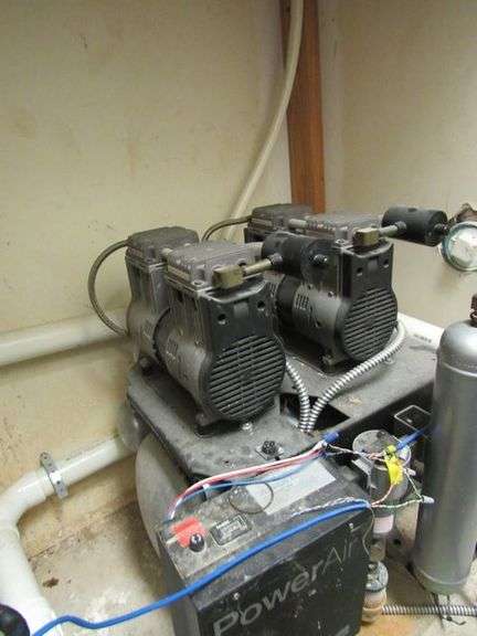 DENTAL AIR COMPRESSOR, MIDMARK POWER AIR MDL P22, S/N V874474, (2 ...