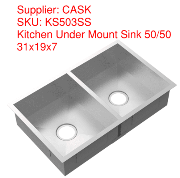 31X19X7 UNDERMOUNT 50-50 SQ SINK - Rosen Systems