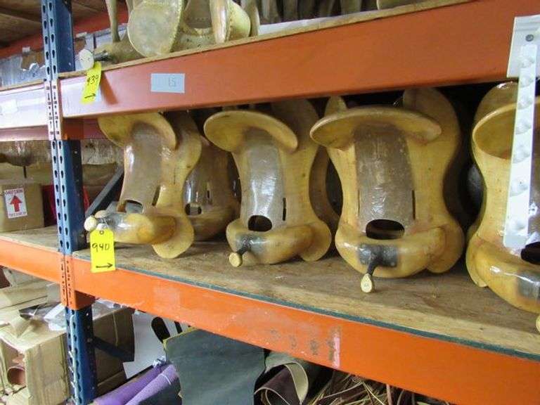 ASSORTED SADDLE TREES ON THIRD SHELF AS SHOWN *Located in saddle shop ...