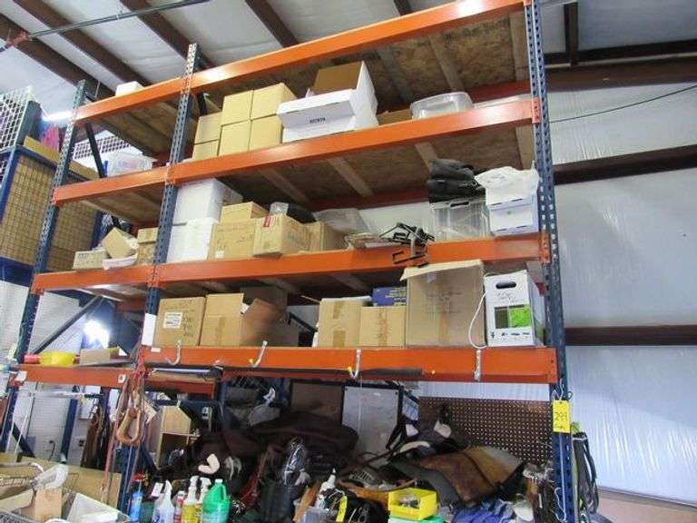 LOT, (2) SECTIONS OF EMPTY PALLET RACK, TEAR DROP STYLE, APPROX. 36" X ...