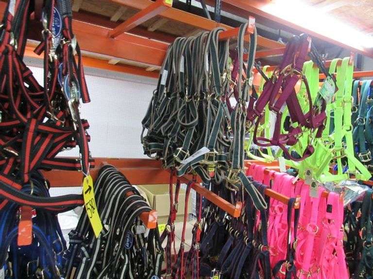 APPROX. (140) ASSORTED HALTERS HANGING ON RACK - Rosen Systems